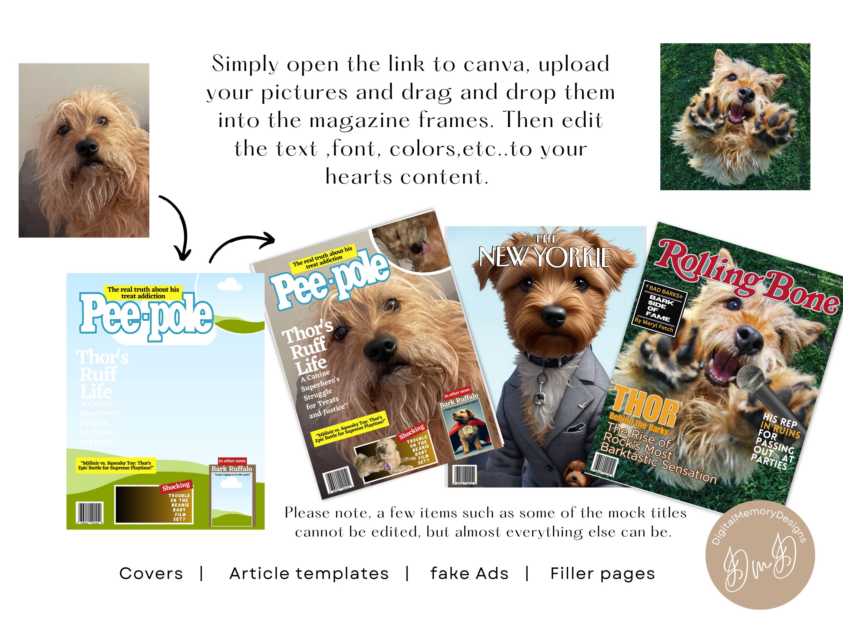Dog Magazine With All 6 Cover Templates, Template for Canva, Drag and ...
