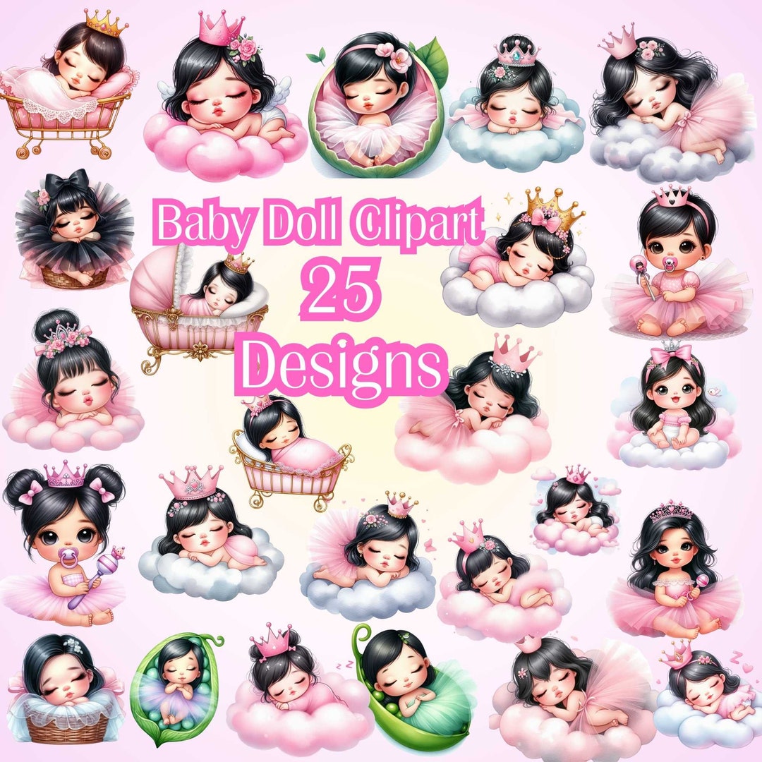 20 Watercolor Pretty Baby Girl Png Designs Bundle ,baby Shower, Pea in ...
