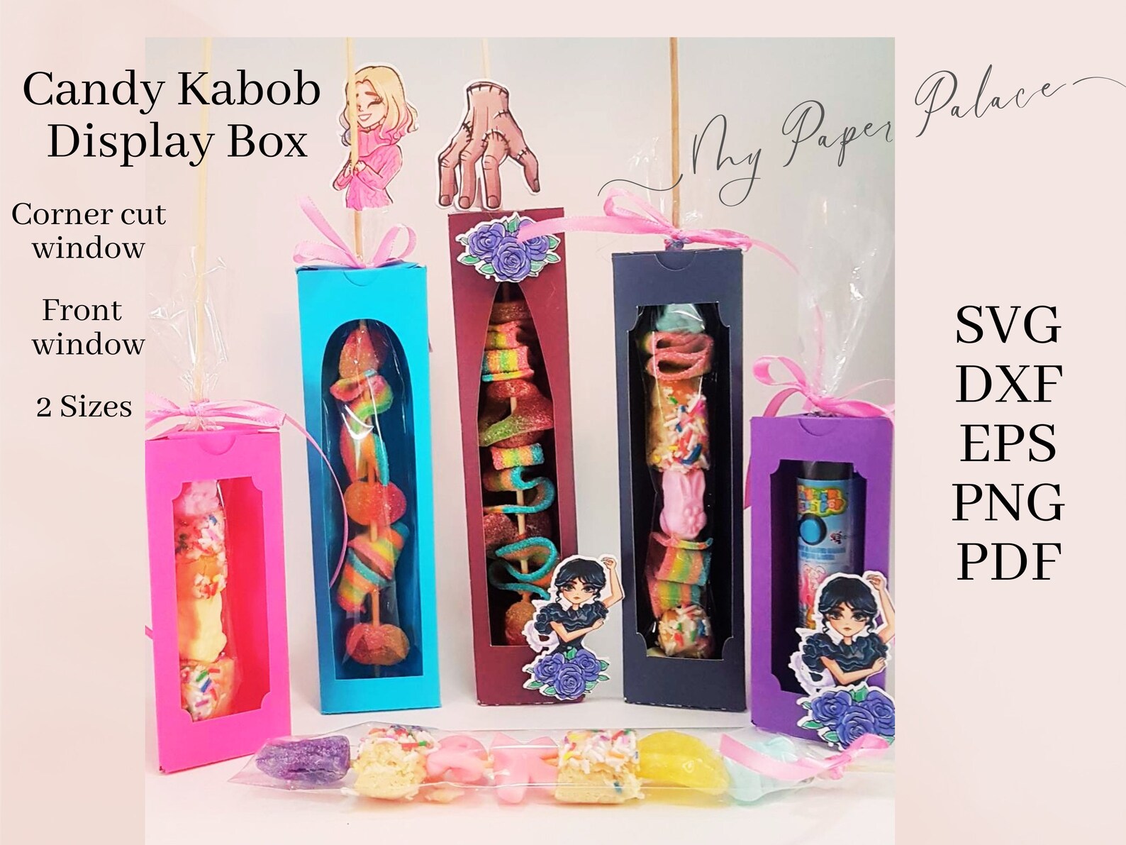 Candy Kabob Box Blank Templates, Large Small Candy Stick Display Box ...