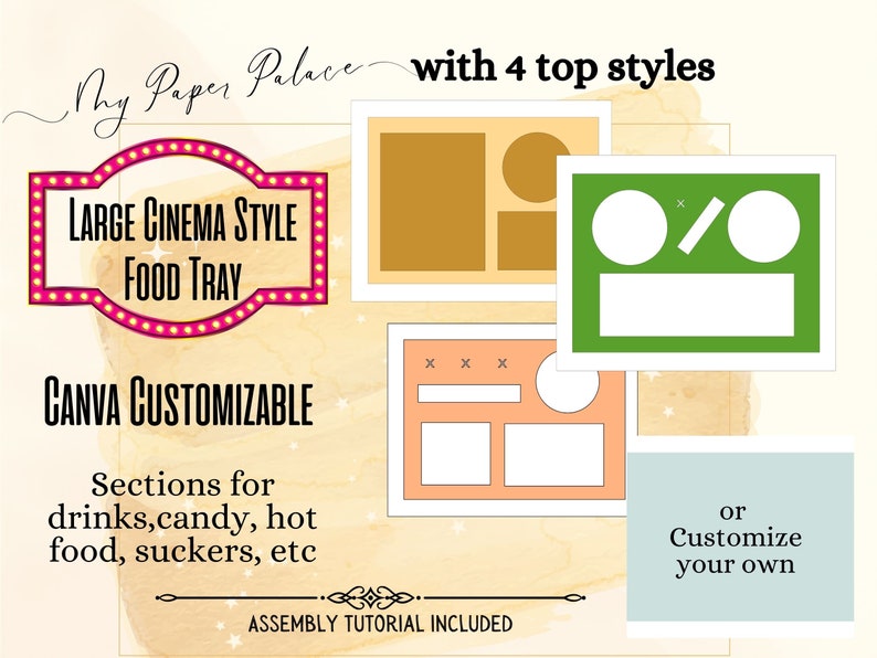 Movie Tray Template Canva Party Favor Movie Box Template - Etsy