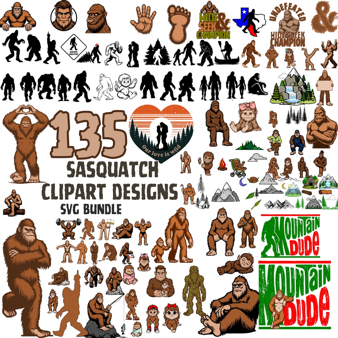 135 Bigfoot Layered Svg Clipart Bundle Big Foot, Sasquatch Build a ...