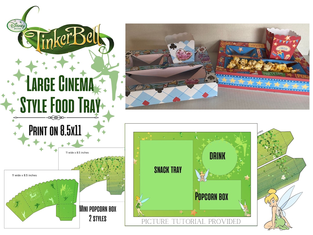 Fairy Movie Tray Pdf , Printable Party Favor Movie Box Template Bundle ...