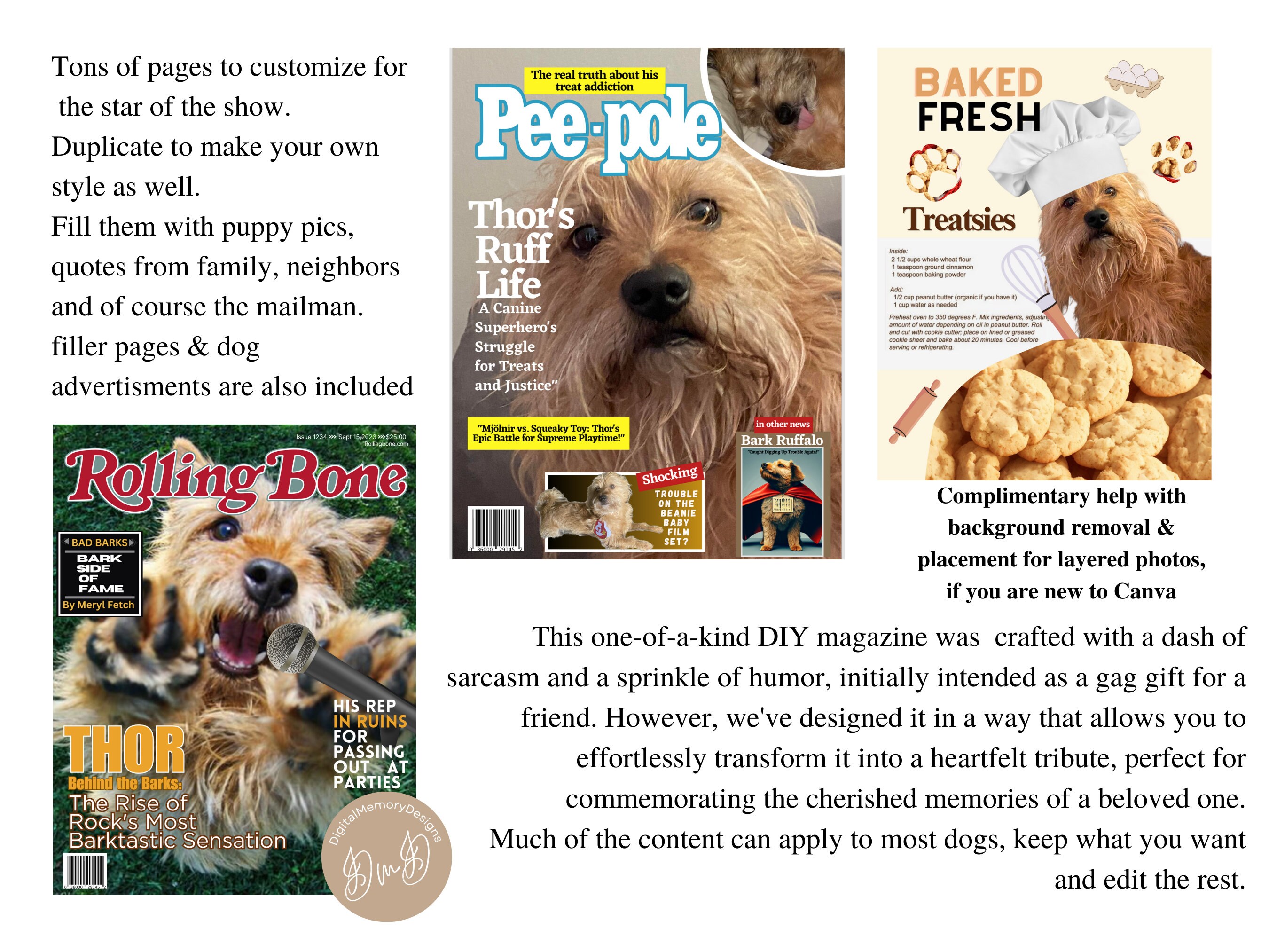 Parody Magazine With All 6 Cover Templates, Template for Canva, Drag ...