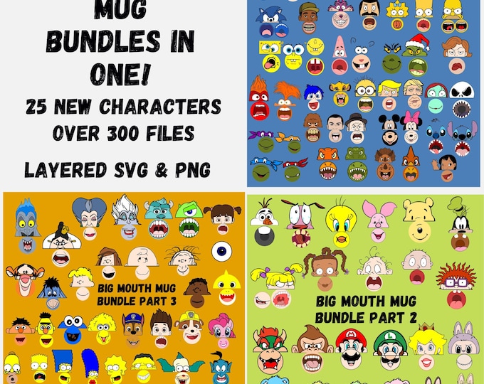 300 Huge Big Mouth Mug Bottom Templates Face Sublimation Mugs Cartoon ...