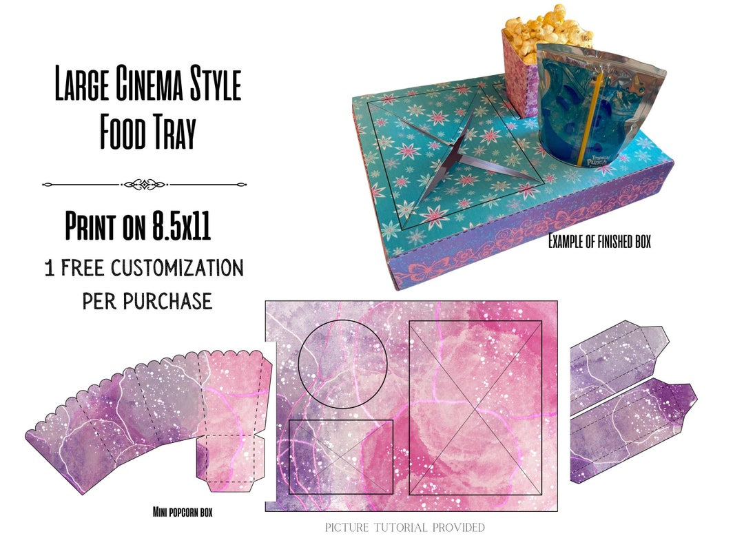 Old Fashioned Concession Tray Printable PDF , Popcorn Tray, Pink and ...