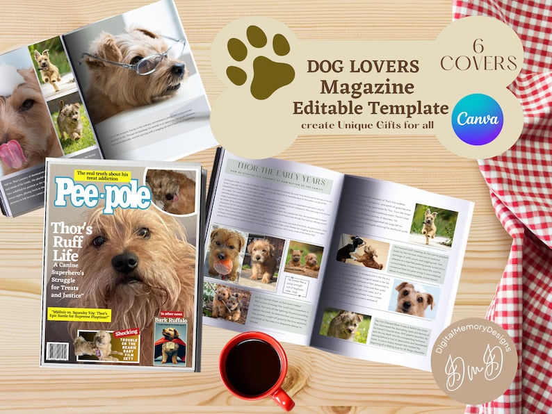 Dog Magazine With All 6 Cover Templates, Template for Canva, Drag and ...