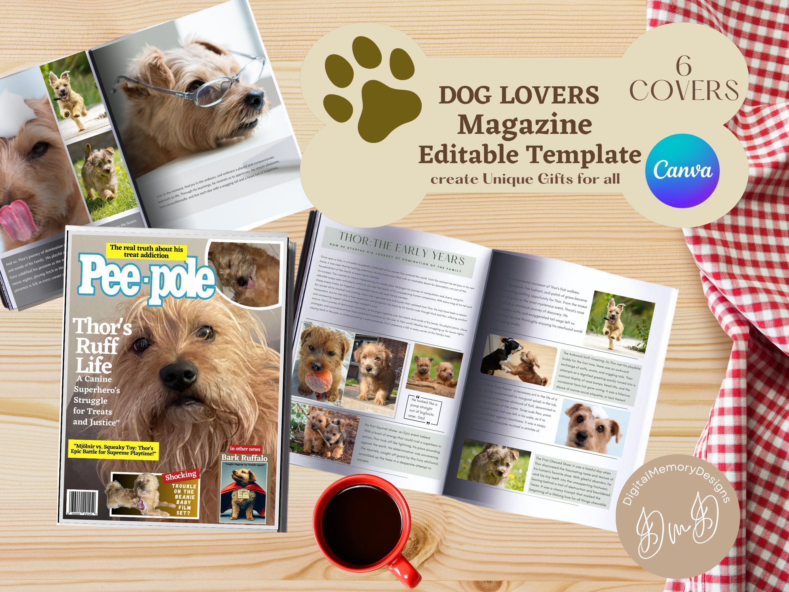 Parody Magazine With All 6 Cover Templates, Template for Canva, Drag ...