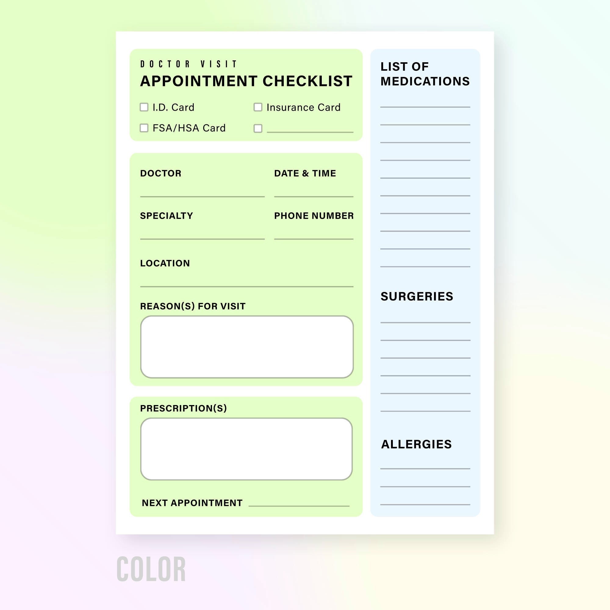 Doctor Appointment Checklist and Form - Etsy