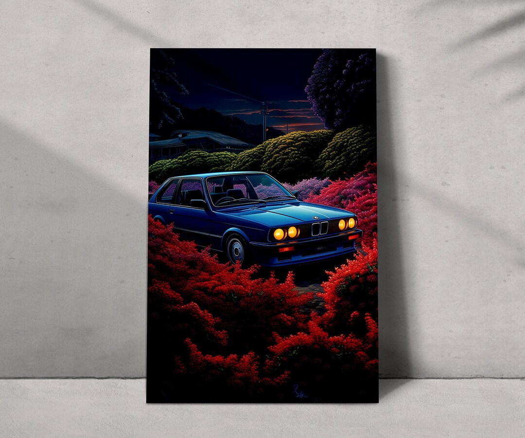 BMW in A Field of Flowers, Car Canvas, Floral Canvas Wall Art - Etsy