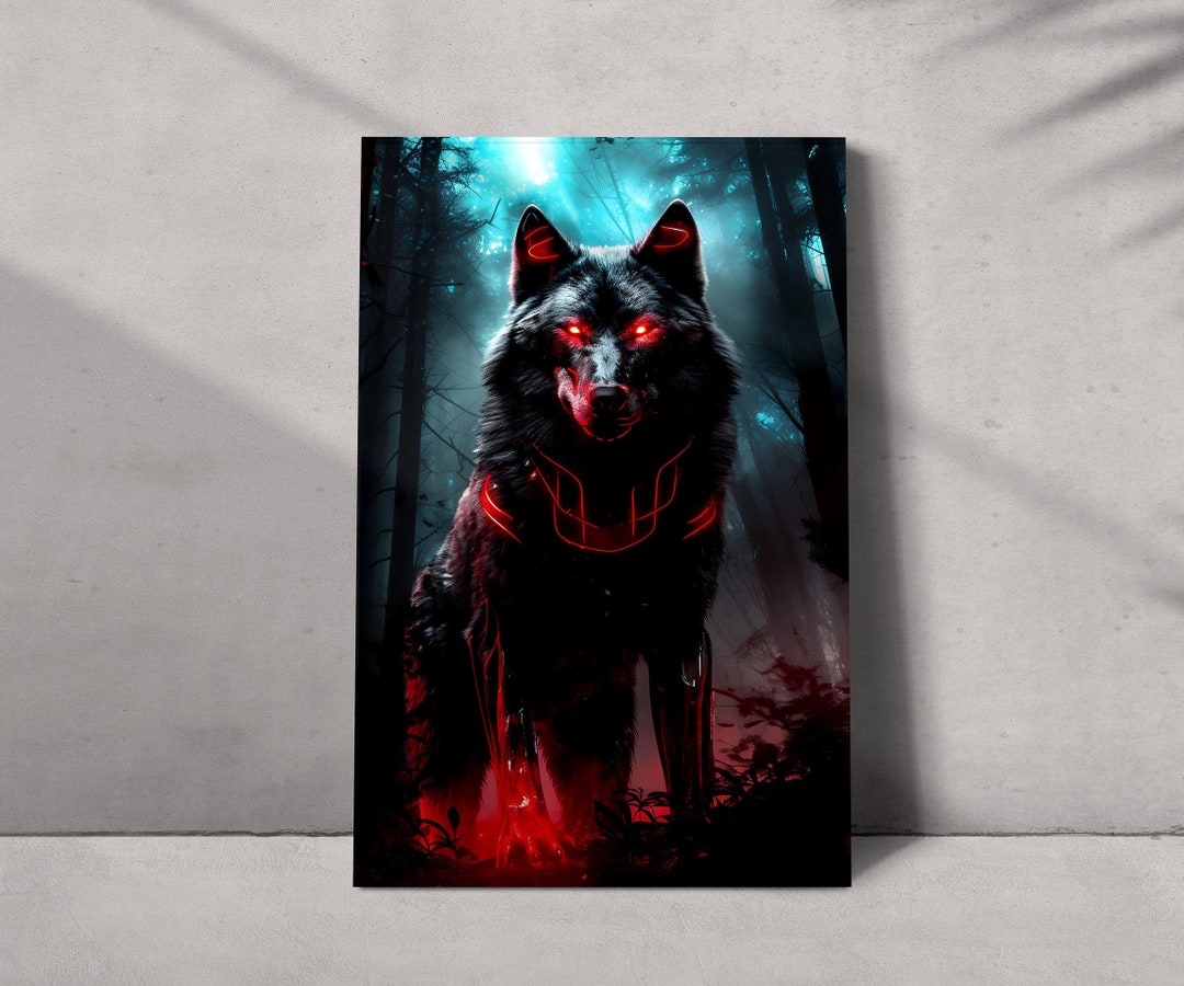 Cyber Wolf Canvas, Cyberpunk, Canvas Wall Art - Etsy