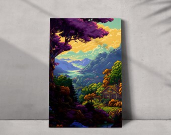 16 Bit Pixel Art Island in the Clouds - Etsy
