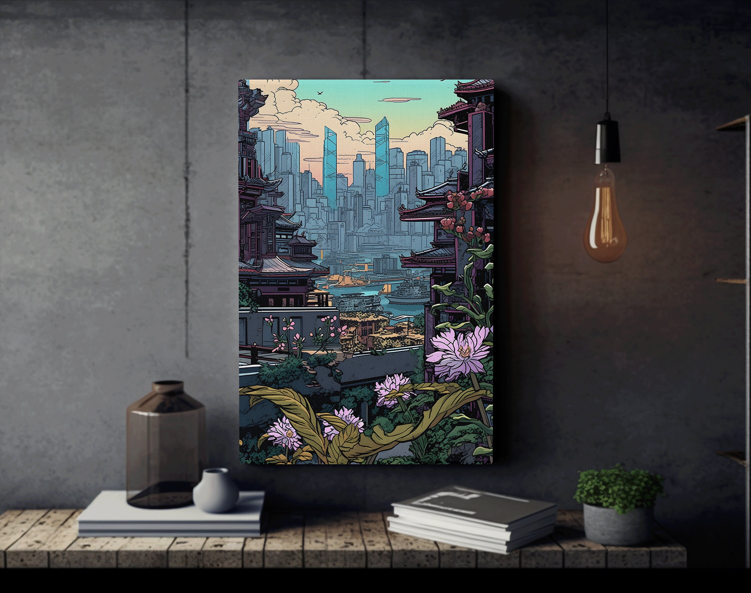 Neo Tokyo Shrine, Solarpunk, Nature, Landscape, Floral, Flower ...