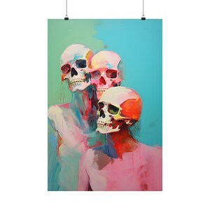 Grim Style, Skull Art, Skeleton Art Print, Poster Wall Art, Abstract ...