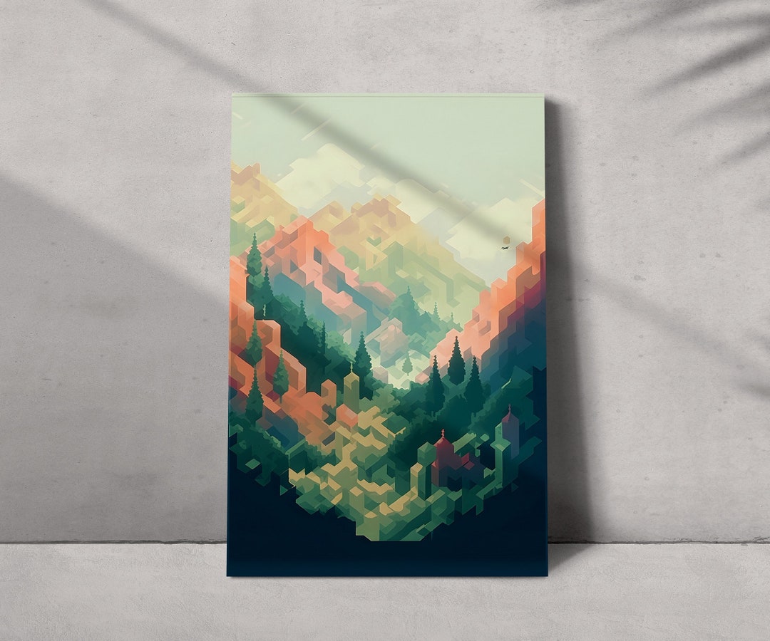 8 Bit Mountain Range, Landscape Canvas, Canvas Wall Art - Etsy