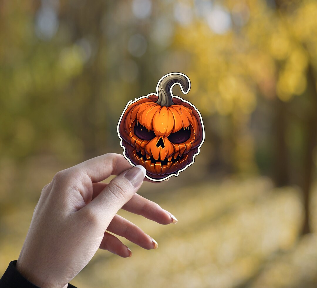 Pumpkin Slayer Halloween STICKER, Jack-o'-lantern Halloween Cartoon ...