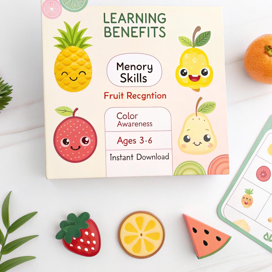 Fruits Matching Game Printable | Kids Memory Game | Preschool Learning ...