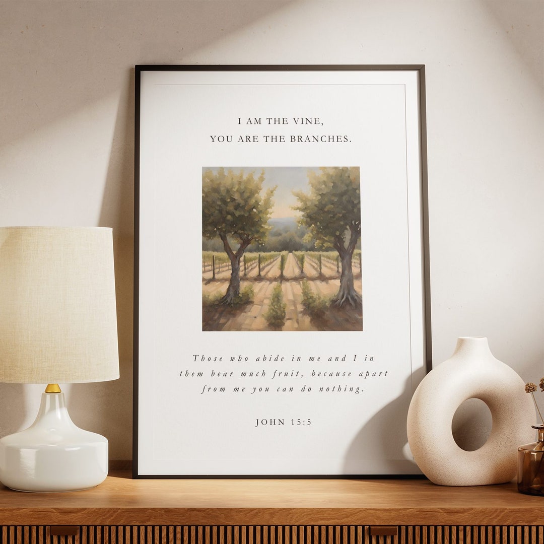 John 15:5, Bible Verse Print, Christian Print, Modern Christian Art ...