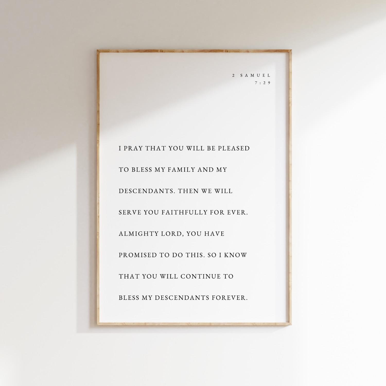2nd Samuel 7:29 Bible Verse Printable, Vintage Bible Verse Wall Art ...
