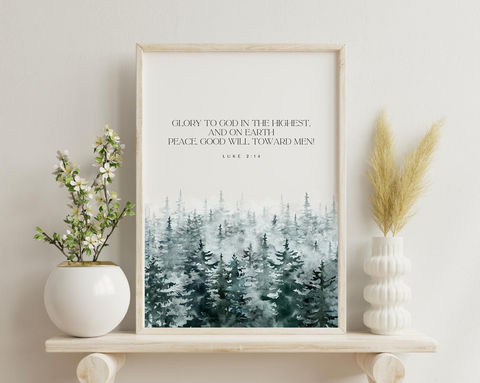 Luke 2:14, Minimal Bible Verse Print, Christmas Scripture Art ...