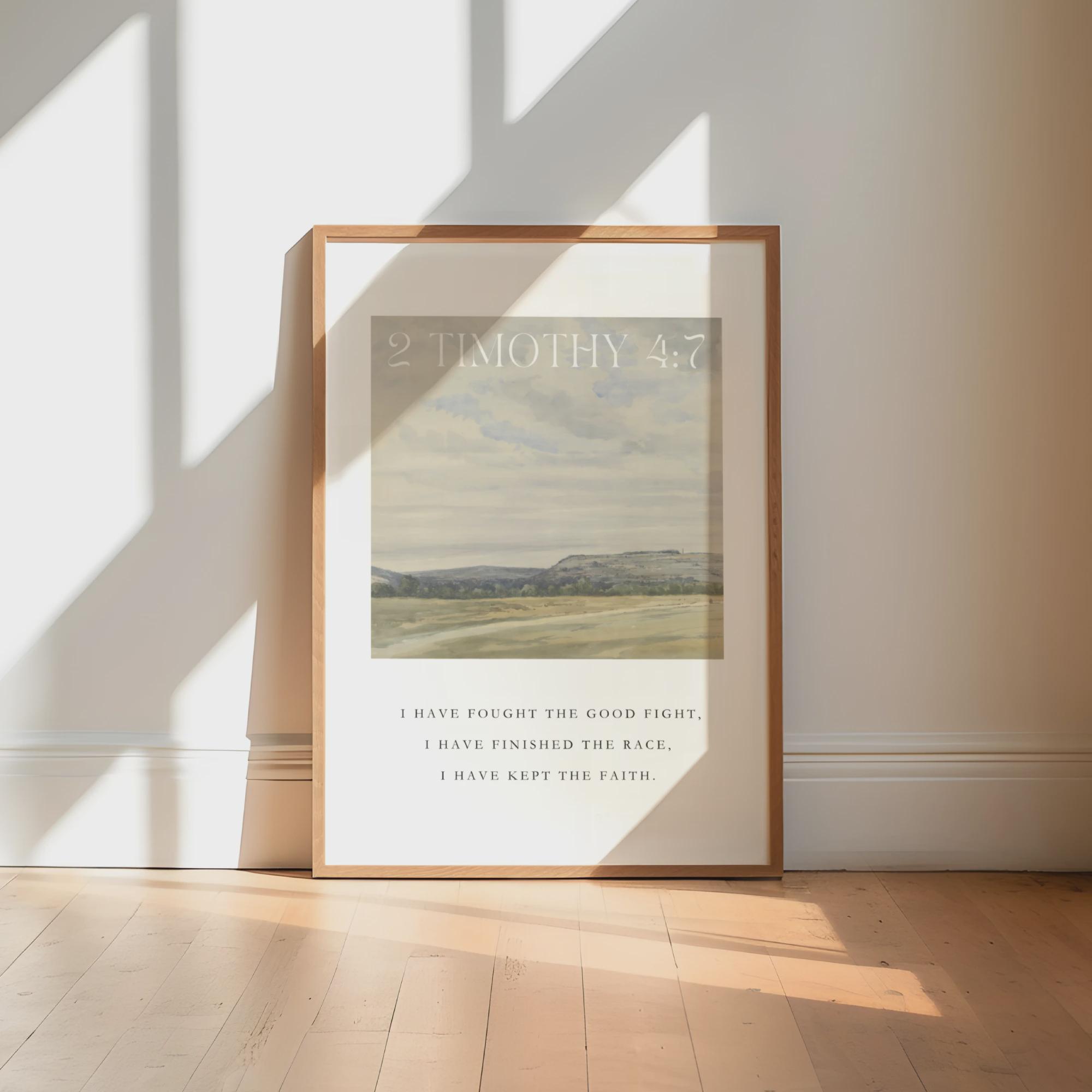 2nd Timothy 4:7, Bible Verse Print, Bible Art, Christian Print, Vintage ...