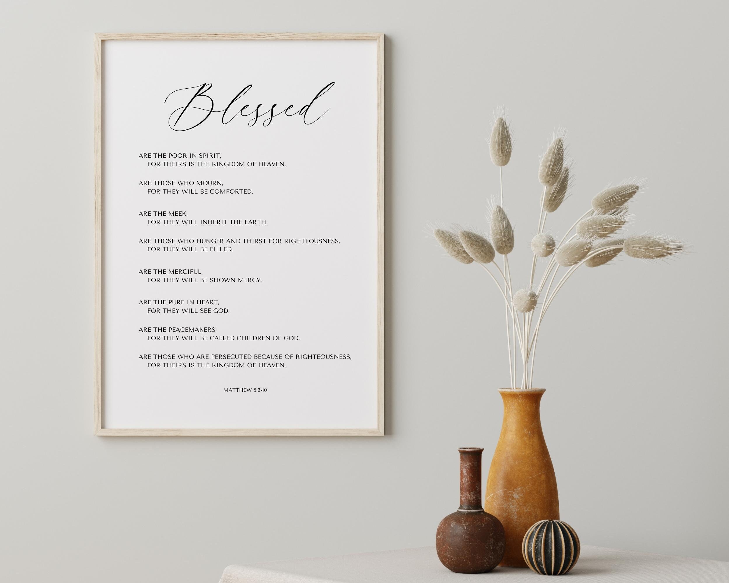 Matthew 5:3-10, Minimal Bible Verse Art, Biblical Print, Scripture ...