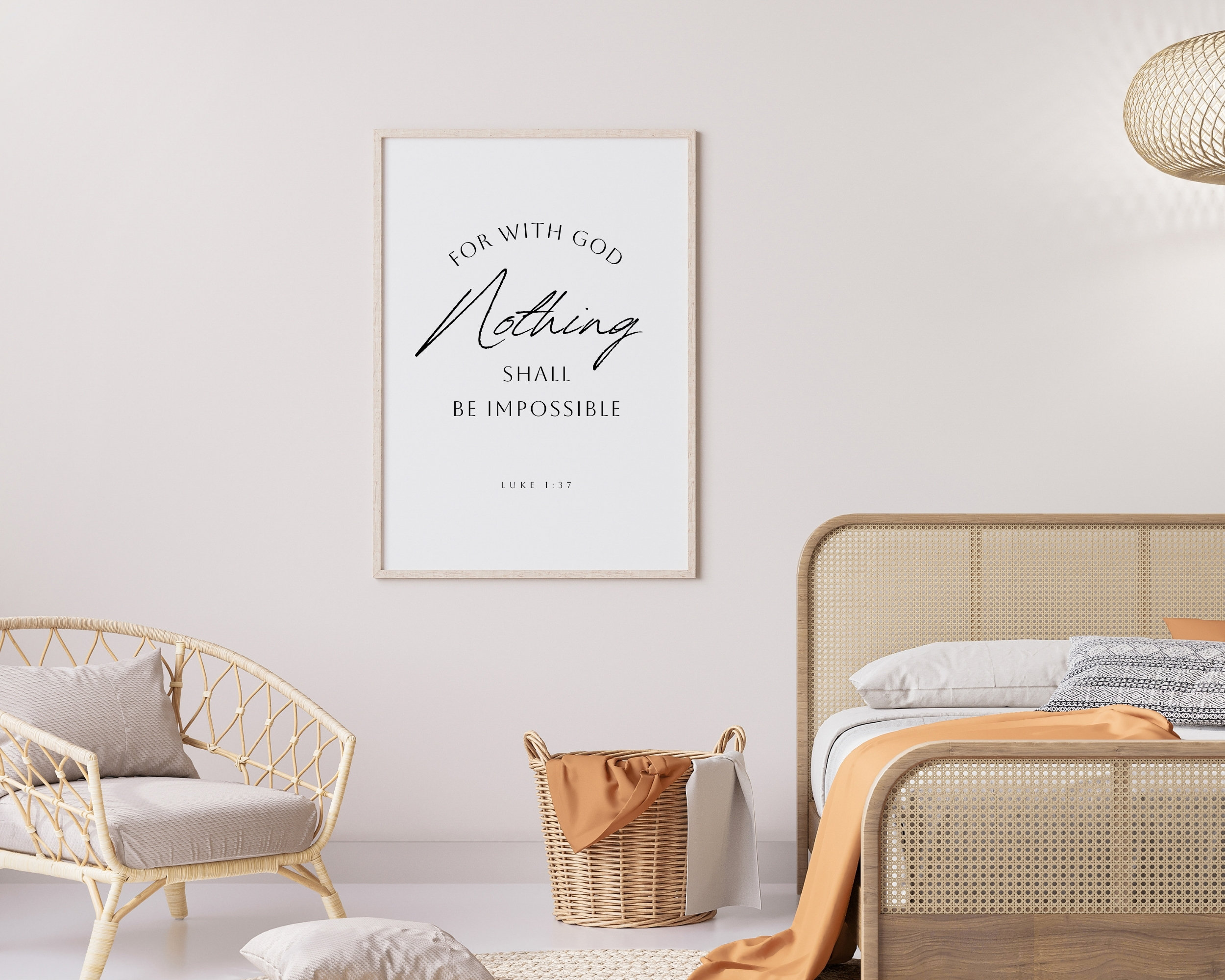 Luke 1:37, Minimal Bible Verse Art, Biblical Print, Scripture Printable ...