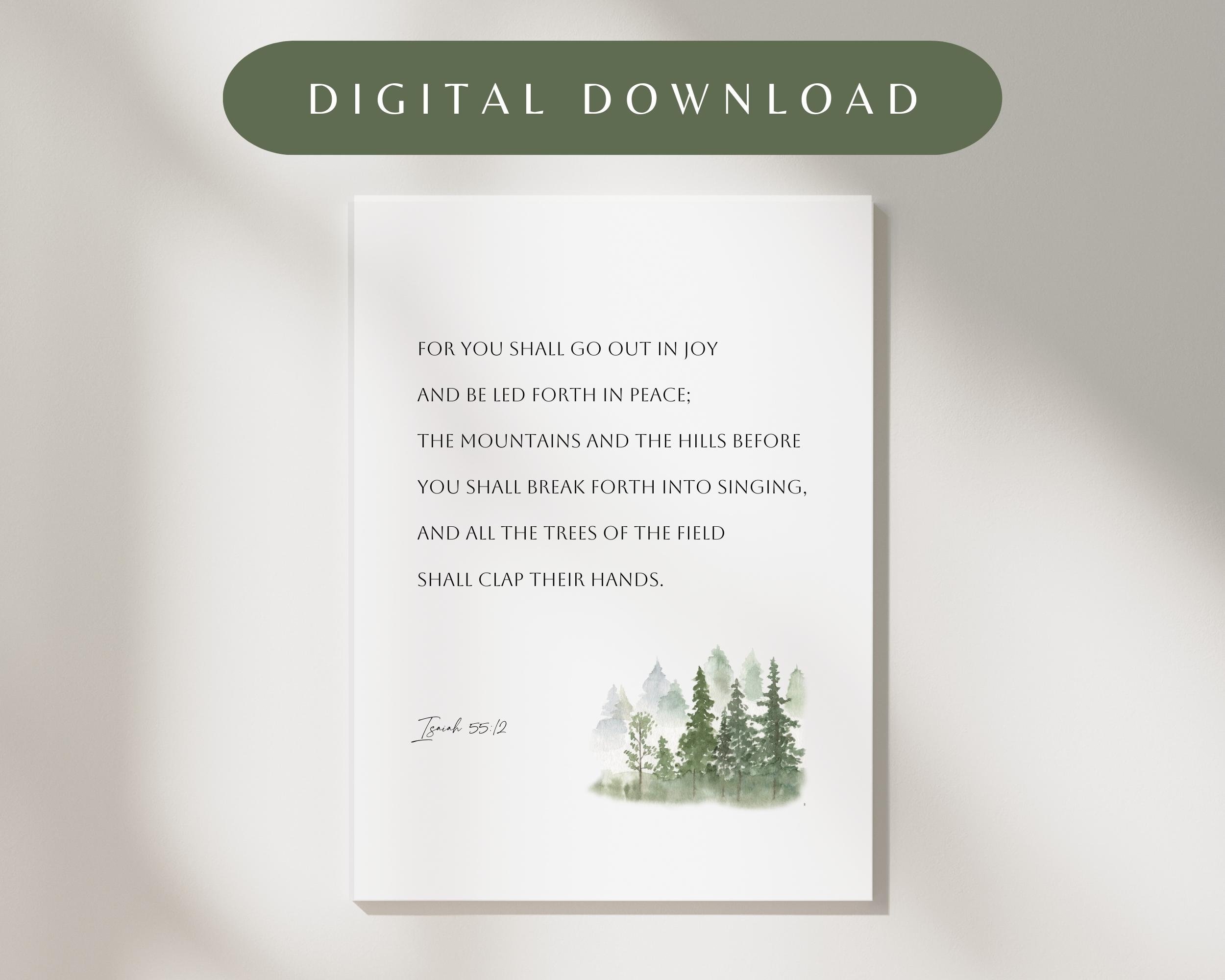 Isaiah 55:12, Minimal Bible Verse Art, Printable Bible Poster, Bible ...