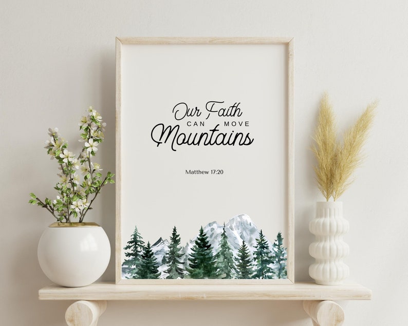 Matthew 17:20 Modern Bible Verse Art, Bible Verse Print, Christian ...