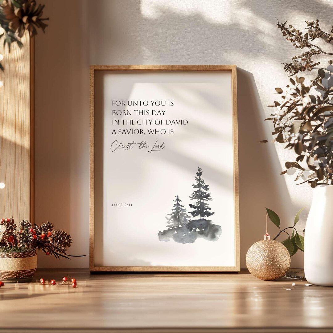 Luke 2:11 Christmas Scripture Print, Minimalist Christian Art (digital ...