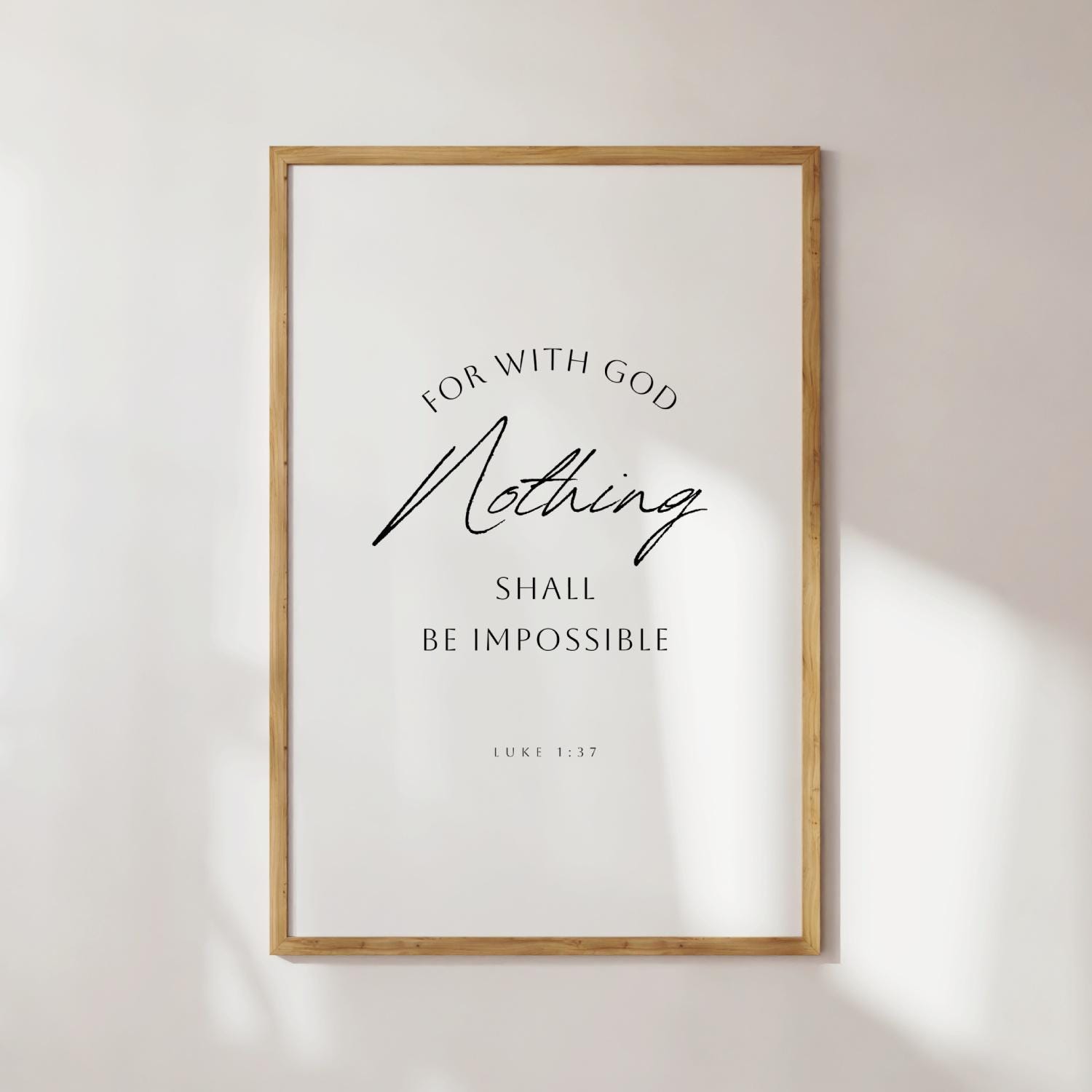 Luke 1:37, Minimal Bible Verse Art, Biblical Print, Scripture Printable ...