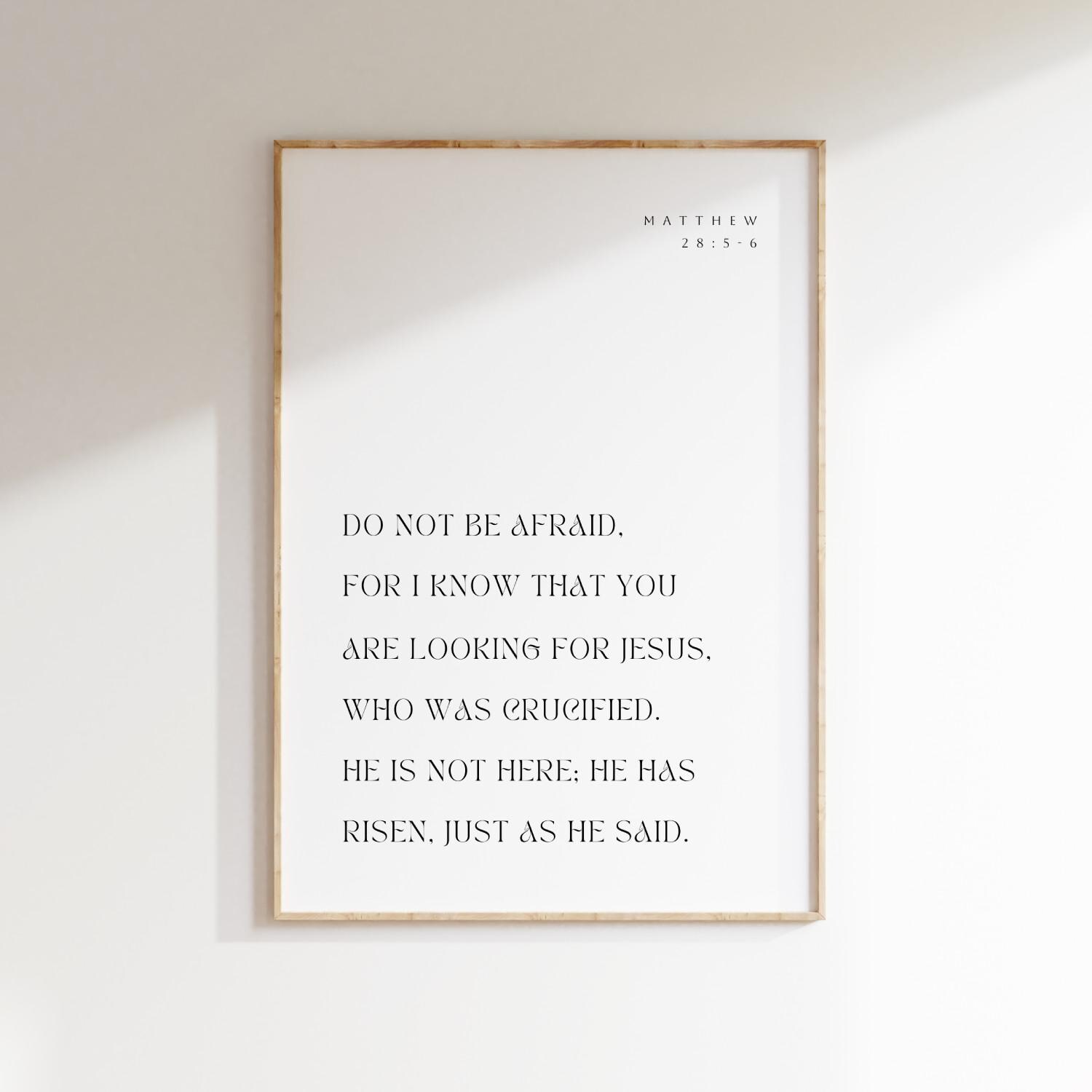 He Has Risen, Matthew 28:5-6 Bible Verse Wall Art, Christian Easter ...