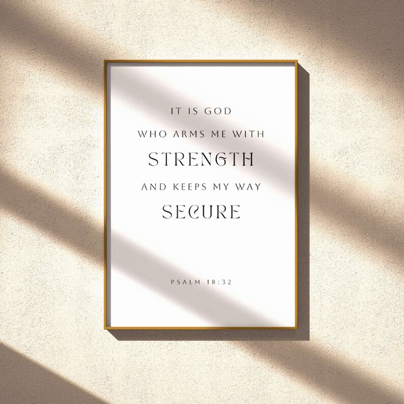 Psalm 18:32, Bible Verse Print, Bible Art, Modern Christian Art ...