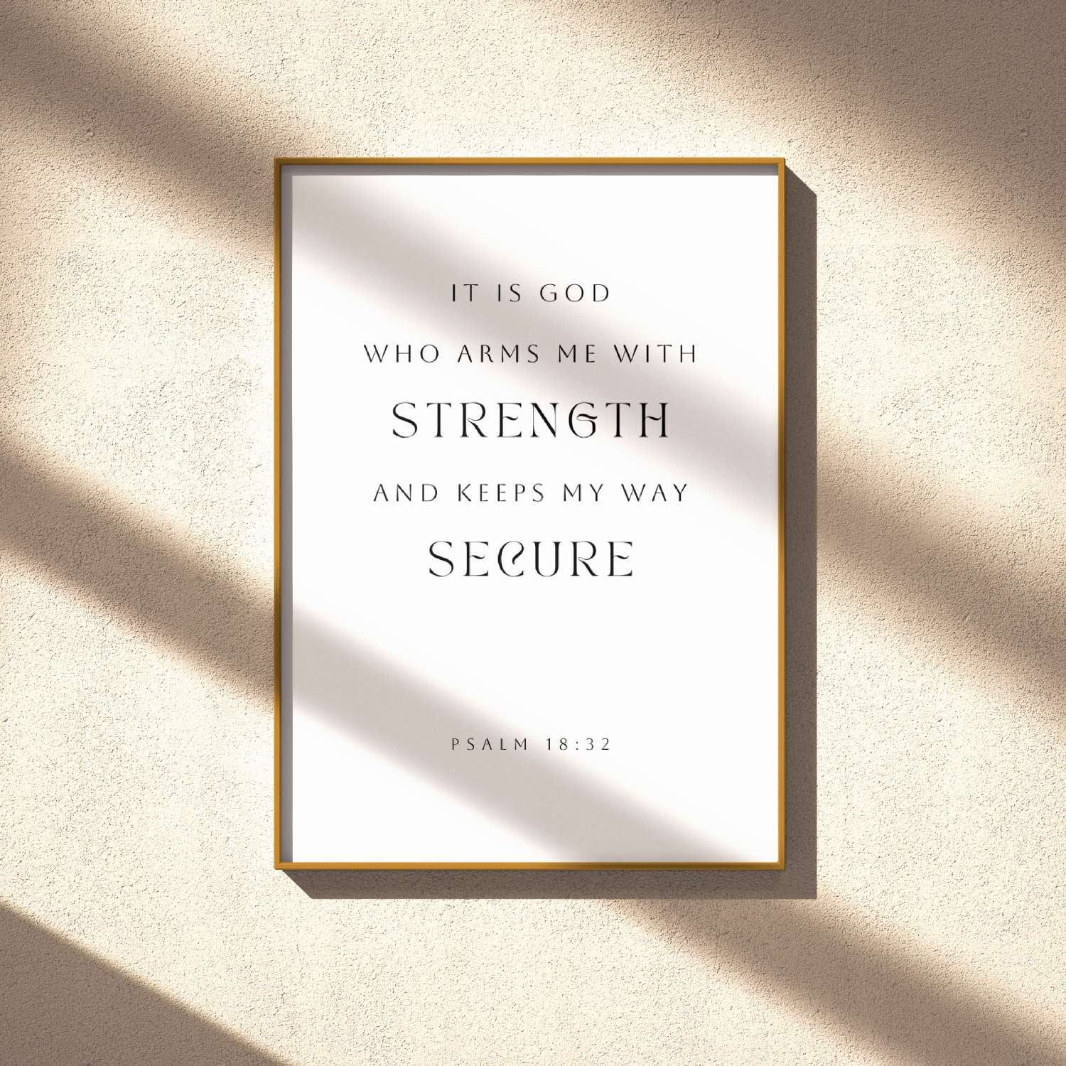 Psalm 18:32, Bible Verse Print, Bible Art, Modern Christian Art ...