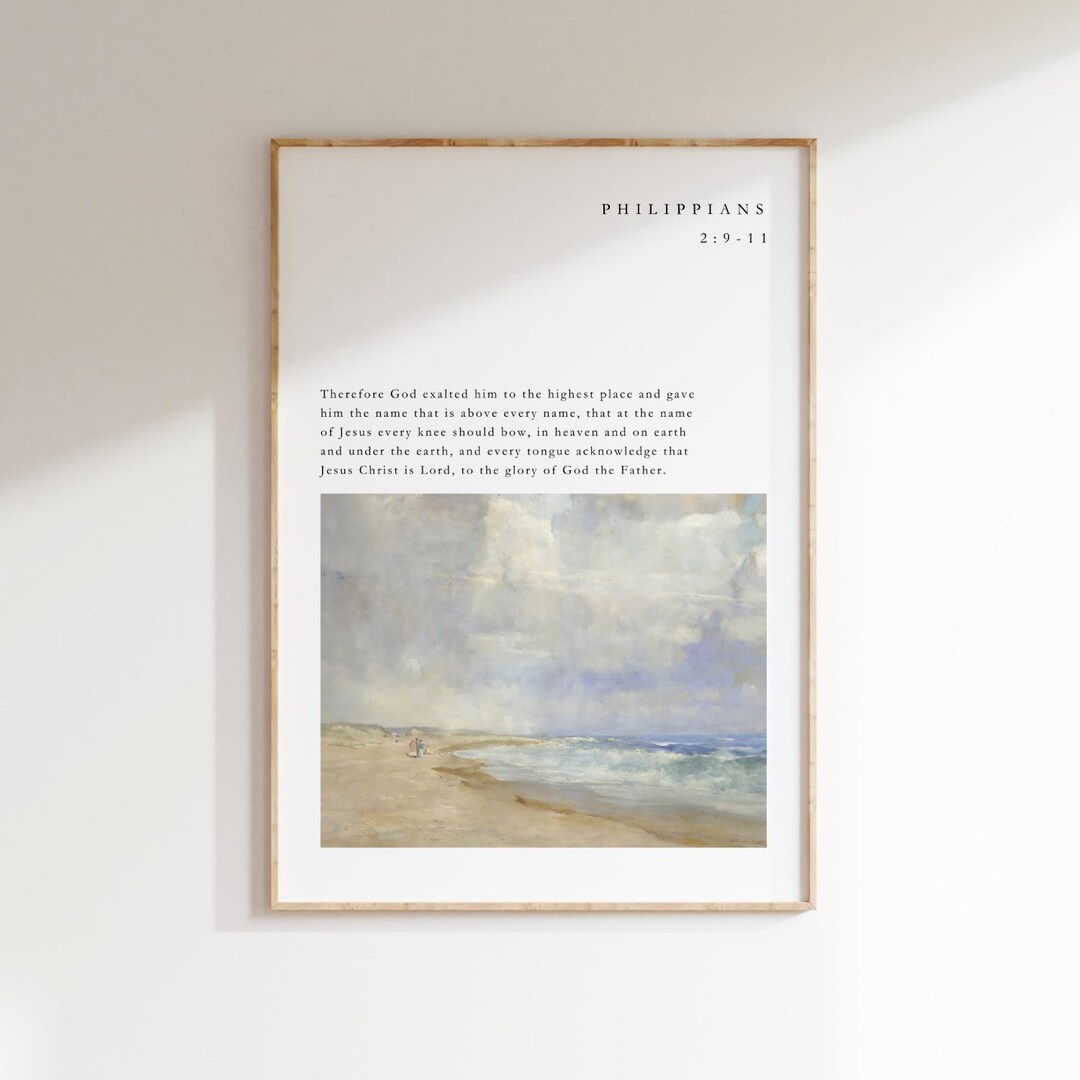 Philippians 2:9-11, Bible Verse Print, Bible Art, Christian Print ...