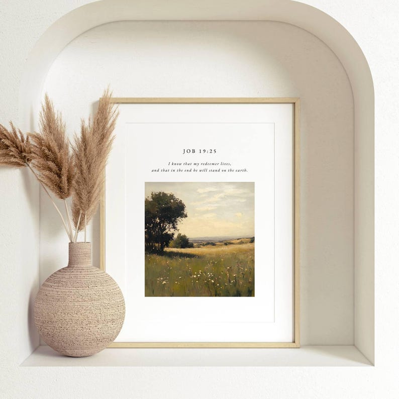 Job 19:25, Bible Verse Print, Bible Art, Christian Print, Vintage ...