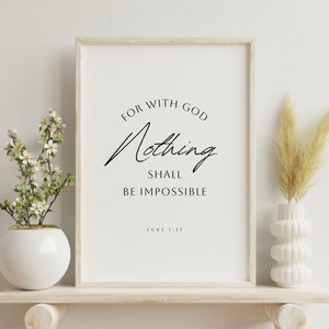 Luke 1:37, Minimal Bible Verse Art, Biblical Print, Scripture Printable ...