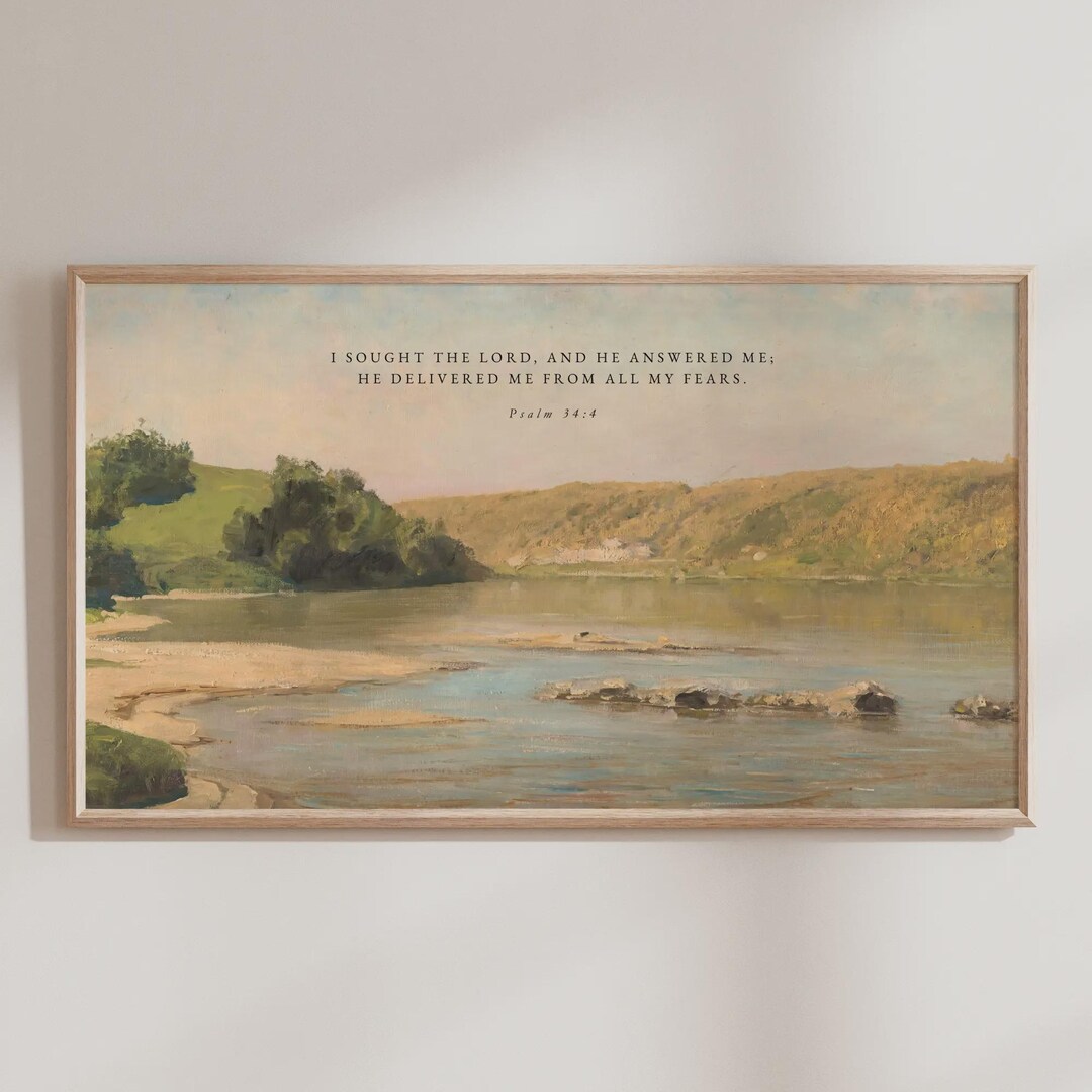 Psalm 34:4 Vintage Bible Verse Art for Samsung Frame TV (digital ...