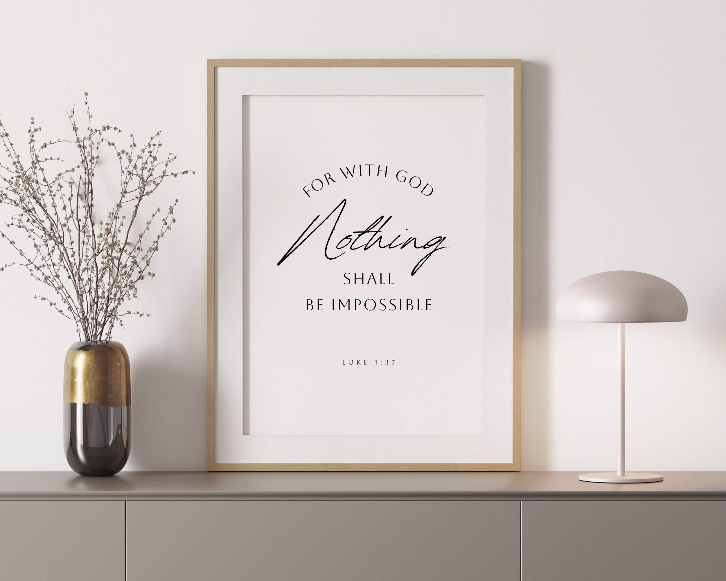 Luke 1:37, Minimal Bible Verse Art, Biblical Print, Scripture Printable ...