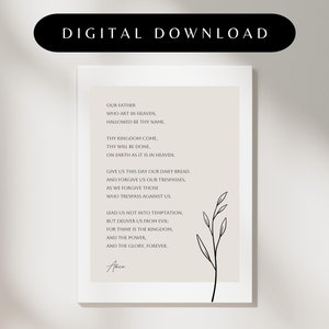 The Lord's Prayer, Minimal Bible Verse Art, Lord's Prayer Poster ...