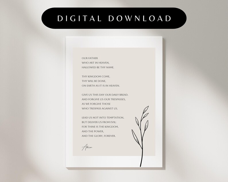The Lord's Prayer, Minimal Bible Verse Art, Boho Biblical Print, New ...