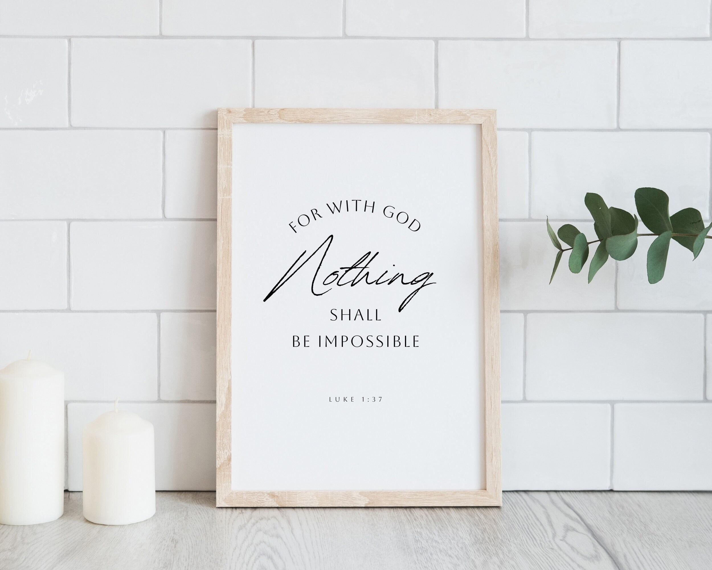 Luke 1:37, Minimal Bible Verse Art, Biblical Print, Scripture Printable ...