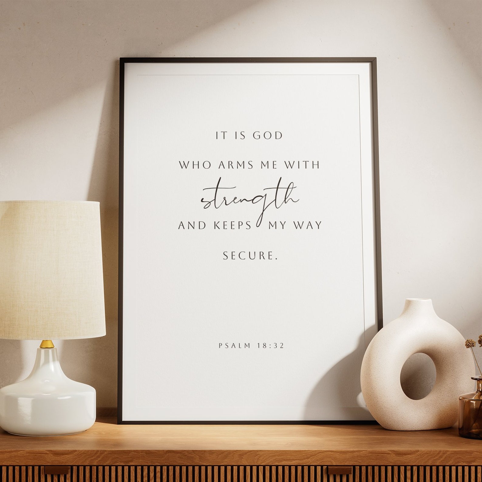 Psalm 18:32, Bible Verse Print, Bible Art, Modern Christian Art ...