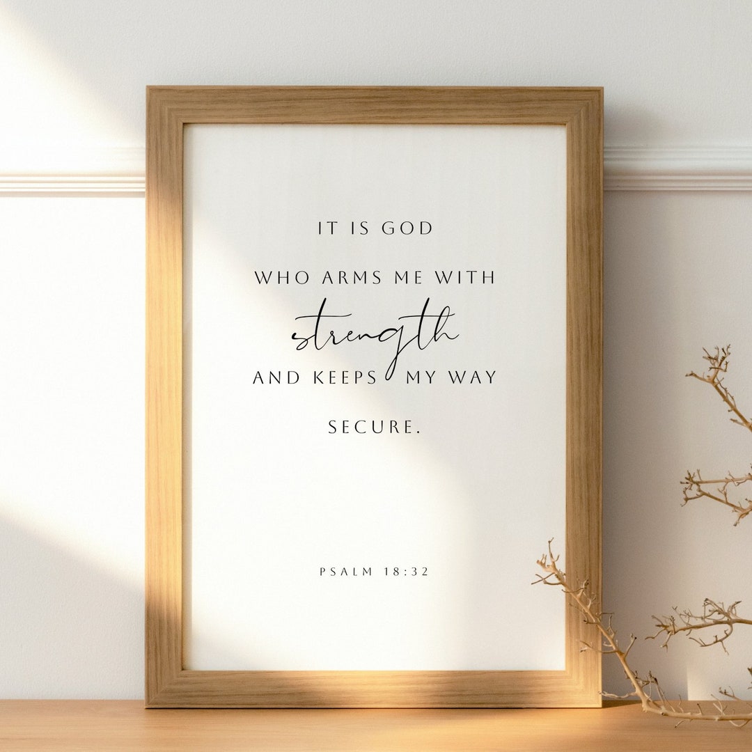 Psalm 18:32, Bible Verse Print, Bible Art, Modern Christian Art ...