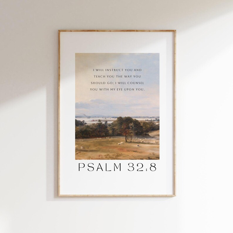 Psalm 32:8, Bible Verse Print, Bible Wall Art, Christian Printable ...