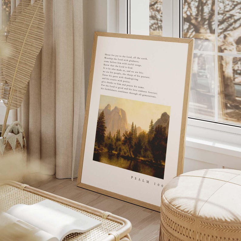 Psalm 100 Bible Verse Print: Vintage Landscape Art (digital Download ...