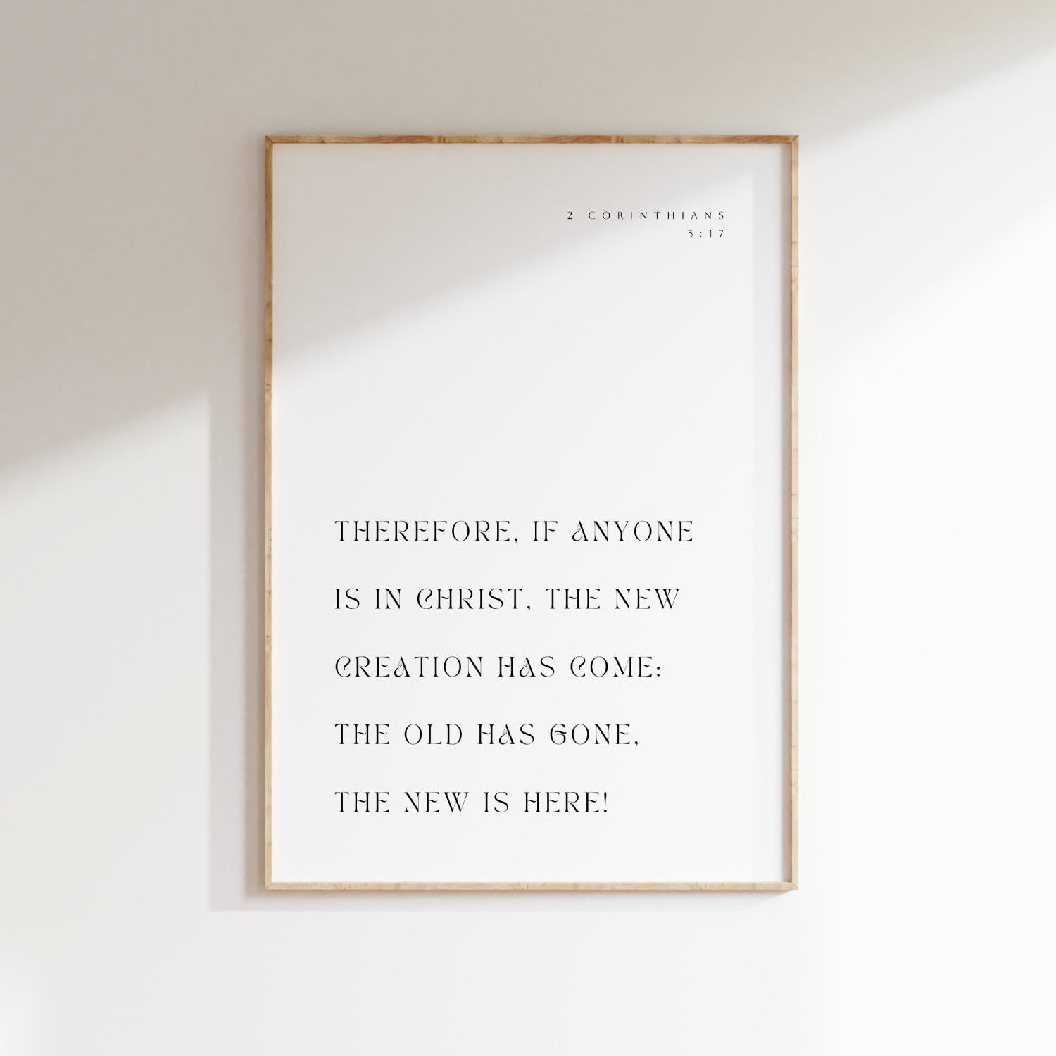 2nd Corinthians 5:17, Bible Verse Print, Christian Print, Modern ...