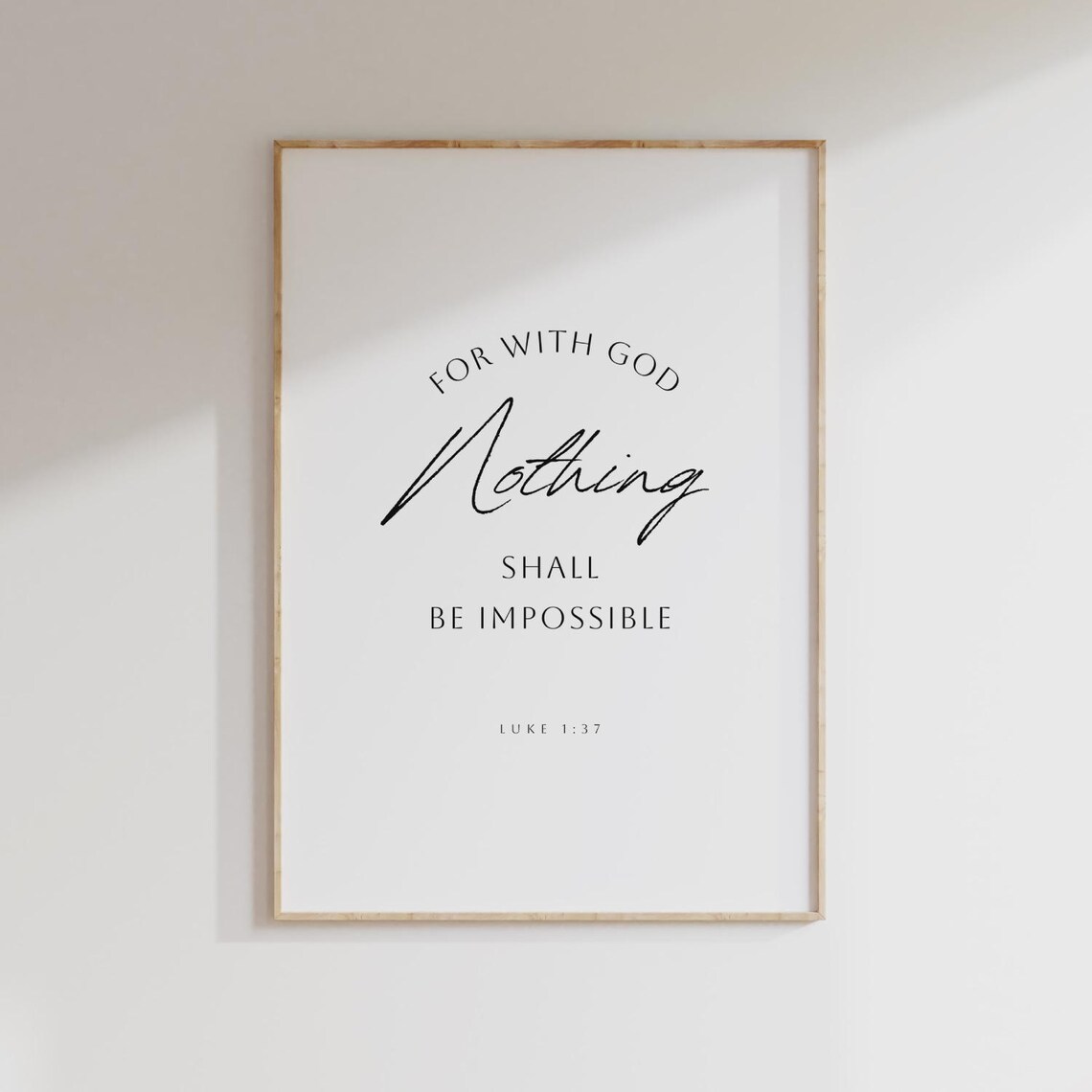 Luke 1:37 Bible Verse Print, Minimalist Christian Wall Art (digital ...