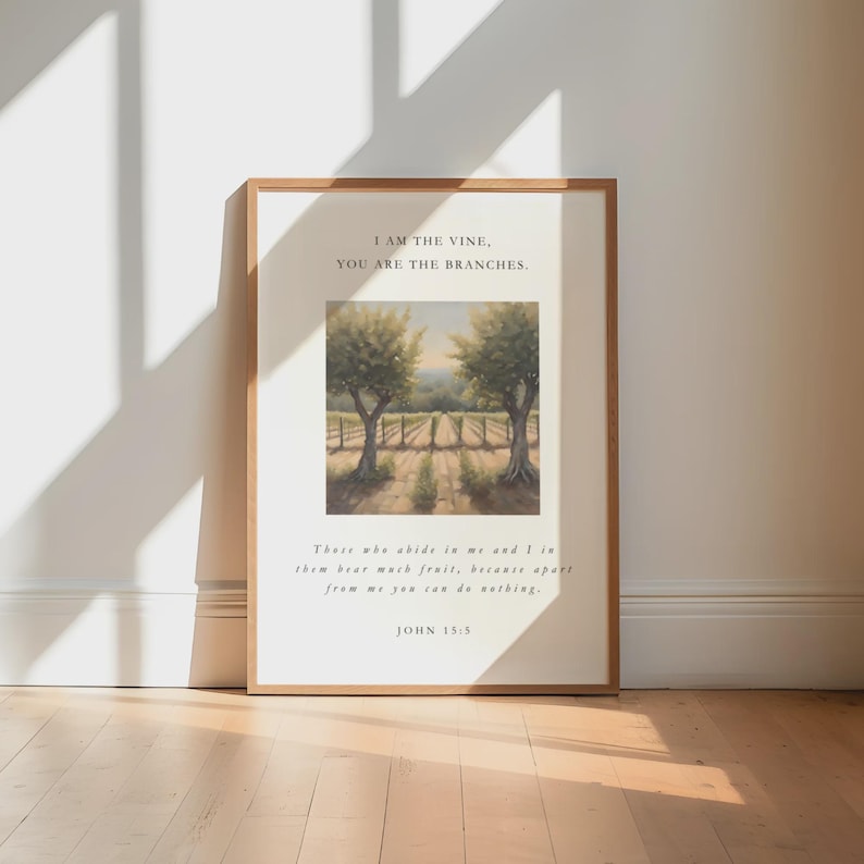 John 15:5, Bible Verse Print, Christian Print, Modern Christian Art ...