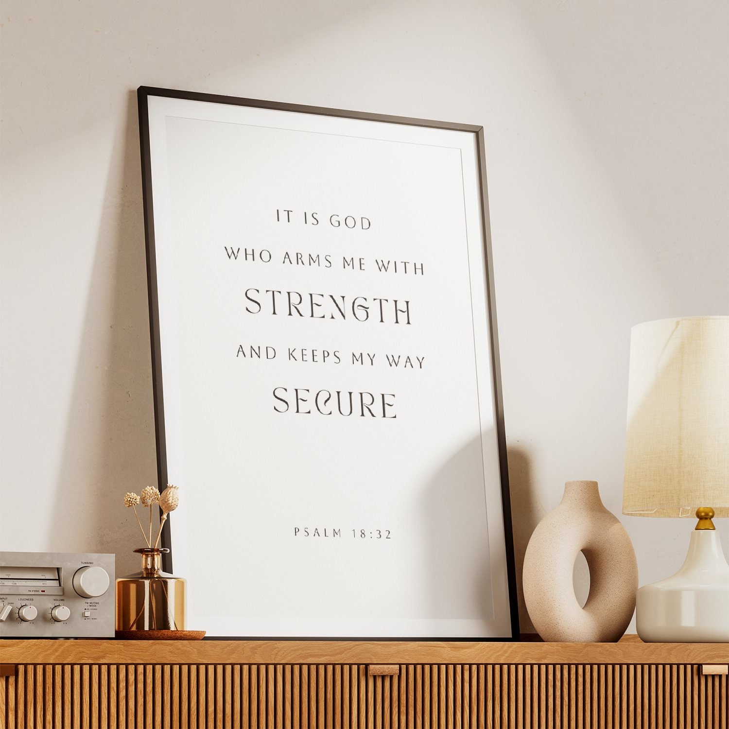 Psalm 18:32, Bible Verse Print, Bible Art, Modern Christian Art ...