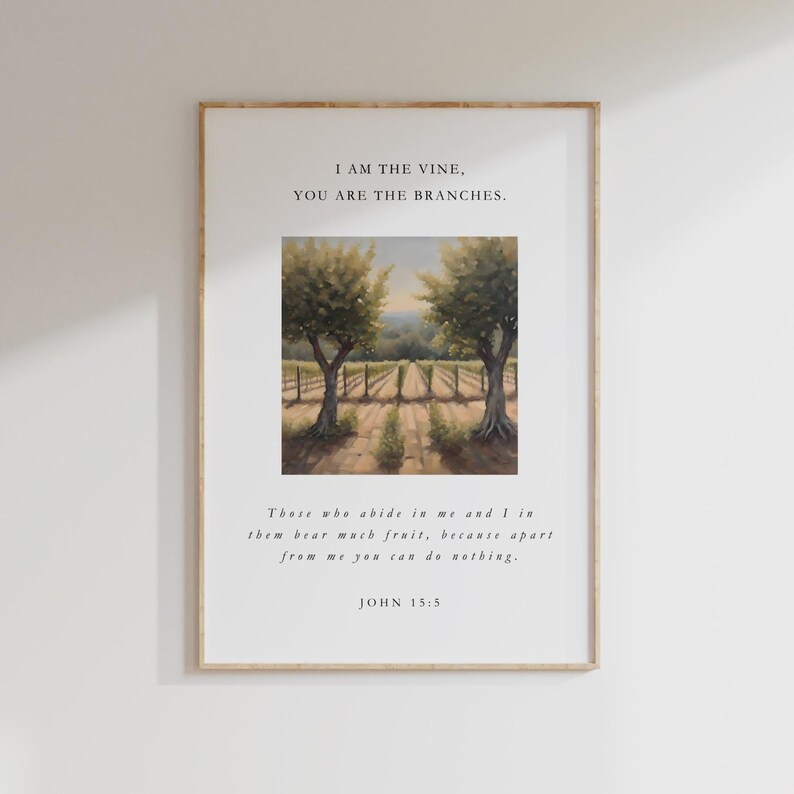 John 15:5, Bible Verse Print, Christian Print, Modern Christian Art ...